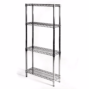 Shelving Inc. 10" d x 24" w x 72" h Chrome Wire Shelving with 4 Tier Shelves, Weight Capacity 800lbs Per Shelf