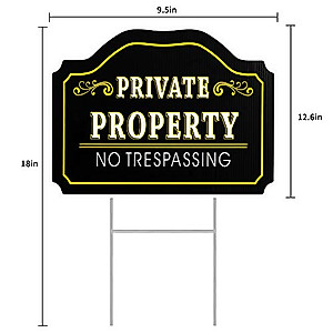 HISVISION Private Property No Trespassing Sign with Stakes 2 Pack, 12" x 9" No Trespassing Yard Sign, 5mm Corrugated Plastic Double Sided, UVresistance, Waterproof, Non-Fading, Easy to Install