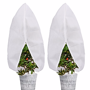 Abimars Plant Covers Freeze Protection Jacket 1.77 oz/yd², 3.2ft x 3.2ft Reusable Winter Drawstring Plant Covers with Zipper, Frost Cloth Plant Freeze Protection, 2 Pack