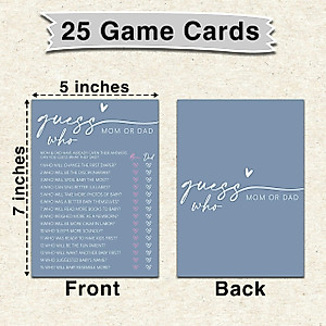 Nuhany Hilarious Baby Shower Games, Guess Who Mom or Dad Game, Blue Baby Shower Decorations Favors Ideas, Gender Neutral Party Supplies-25 pcs, 5x7 in -B05