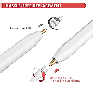 MEKO 4 Pack Replacement Tips for Apple Pencil 1st Gen & 2nd Gen, Pen Nibs for iPad Pro Pencil- White