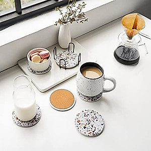 LIFVER Coasters for Drinks, Absorbent Coasters with Holder Set of 6, Avoid Furniture Being Scratched and Soiled, Housewarming Gift for Home Decor, 4 inches -2 Terrazzo Pattern