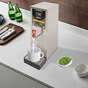 LOHISHILO Commercial Milk Frother 2000W 8L Electric Steam Milk Frothing Machine Steam Boiling Water Machine, Milk Foam Espresso Machine with LED Display for Coffee Milk Tea Dessert, Silver