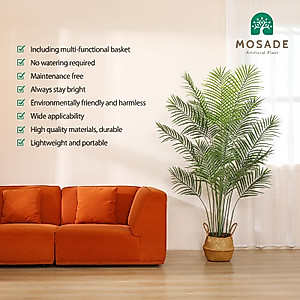 MOSADE Artificial Areca Palm Tree 6Feet Fake Tropical Palm Plant and Handmade Seagrass Basket, Perfect Tall Faux Dypsis Lutescens Plants for Entryway Modern Decor Home Office Porch Balcony Gift