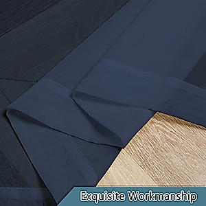 Lecloud Window Treatment Sheer Curtains 120 Inches Long, Basic Rod Pocket Drapes for Living Room Bedroom, Semi Sheer Voile Curtain Panels for Yard Patio Villa Parlor Backdrop, 40" Wx120 L, Navy Blue