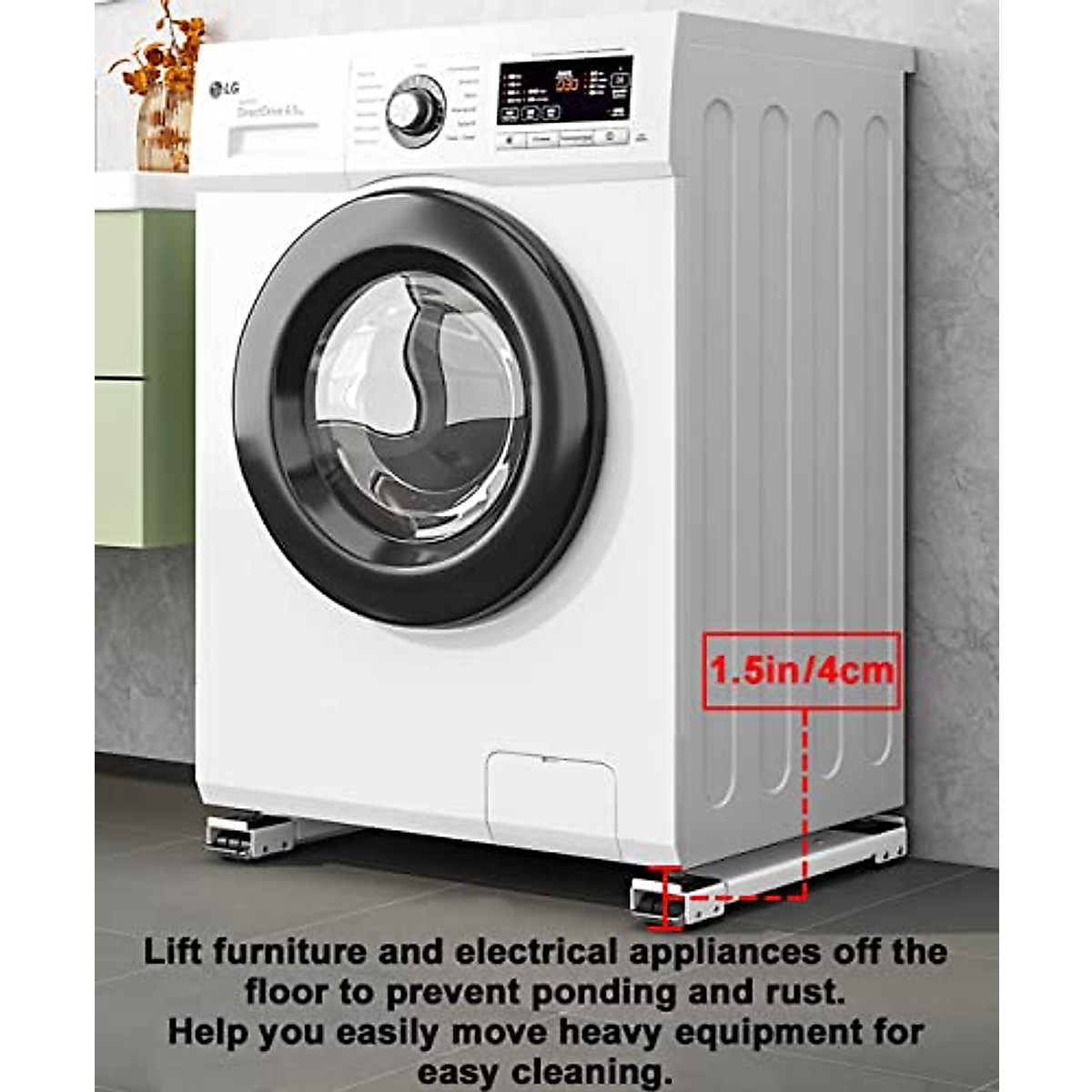 Appliance Rollers Heavy Duty,Max 32in,Second Generation Extendable Appliance Rollers Mobile Washing Machine Base Easily Move Washing Machines, Dryers, Refrigerators, Furniture (White)