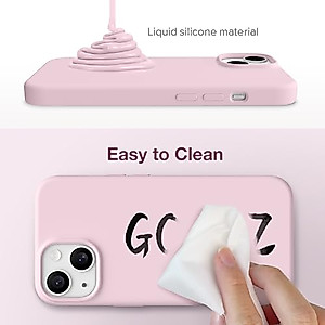 GONEZ Magnetic for iPhone 15 Case [Compatible with Magsafe] [1 Screen Protector + 1 Camera Protector], Anti-Scratch Microfiber Lining Shockproof Protective Silicone Phone Cover 6.1", Pastel Pink