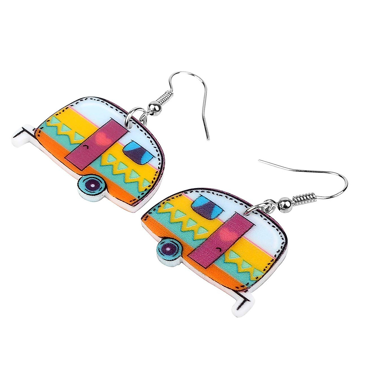 Bonsny Acrylic Drop Dangle Cartoon Funny Camper Van's Camping Car Earrings Jewelry For Women