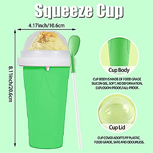 Slushie Maker Cup,Magic Quick Frozen Smoothies Cup,Portable Squeeze Cup Slushy Maker,Double Layer Squeeze Cup,DIY Homemade Smoothie Cups (Blue+Green)