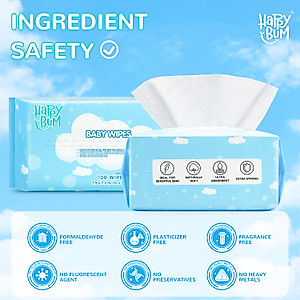 Dry Wipes - HAPPY BUM Dry Baby Wipes, Large Baby Wipes, Unscented Tissues for Sensitive Skin, 600 Count, Baby Necessities Facial Tissue, Wet and Dry Use