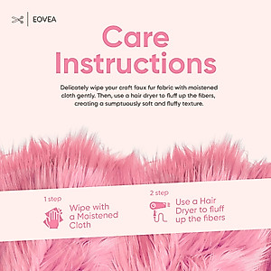 EOVEA Shaggy Faux Fur Fabric by The Yard - 36" X 60" Inch - Long Pile Fur - Fake Fur Materials - Soft & Fluffy Craft Fabric Supplies for DIY Arts & Crafts, Apparel, Costume, Rug(Baby Pink, One Yard)
