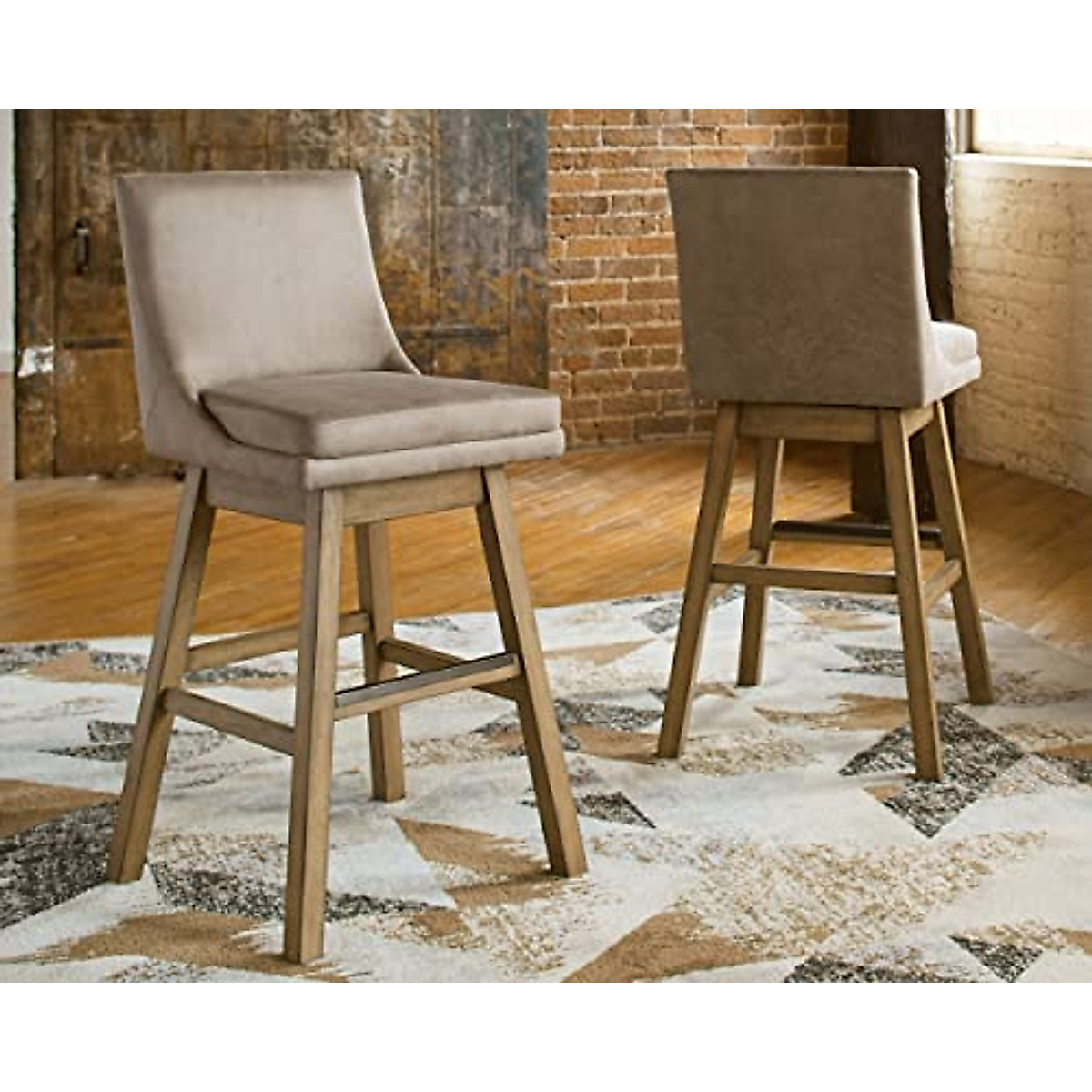 Signature Design by Ashley Tallenger 30" Upholstered Pub Height Bar Stool, 2 Count, Beige