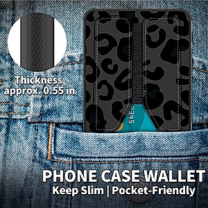 RYUITHDJP for Google Pixel 7 Pro Case Wallet Leather with Black Leopard Design Theme Phone Case for Google Pixel 7 Pro Case with Credit Card Slot Holder Shockproof Protectve Leather Case