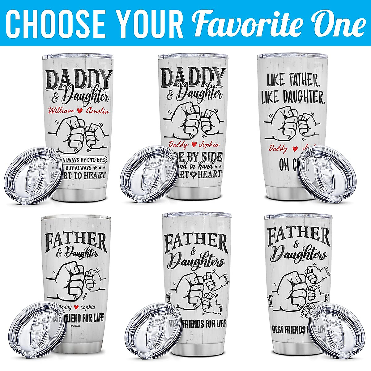 Wassmin Dad Gifts From Daughter Personalized Father Daughter Best Friends Tumbler Cup 20oz 30oz Dads Stainless Steel Insulated Coffee Tumblers Travel Mug Fathers Day Birthday Present