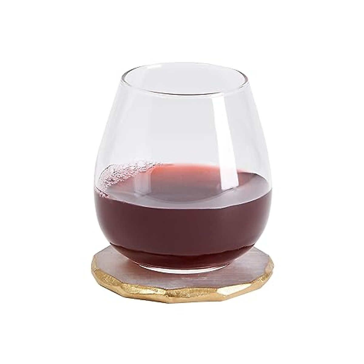 4 Pack Natural Selenite Crystal Coasters for Drinks, Geode Slices with Gold Painted Edge (3.75-4 in)