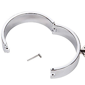 HIPLAYGIRL ChaodiaNYG Hardcore Metal Cuffs - Lockable Punk Wristband, Simple Handcuffs with O Ring, A Pair (6cm)