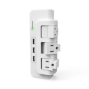 Wall Outlet Extender Surge Protector Multi Outlet Wall Plug Rotatable with USB