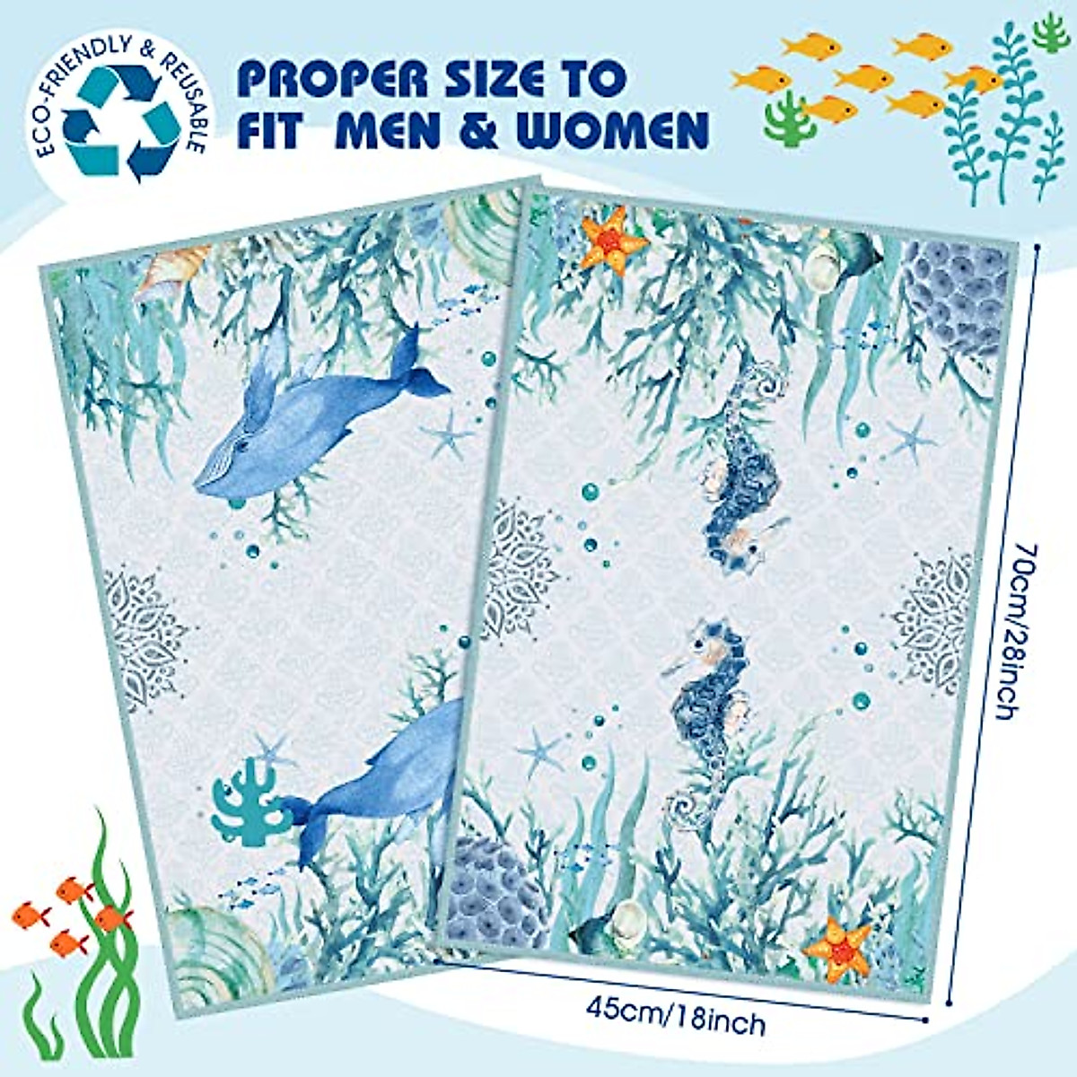 4 Pack Sea Kitchen Towels Beach Dish Towels for Kitchen Turtle Towels Hand Towels Ocean Animal Nautical Dish Cloths Kitchen Tea Towels for Cleaning, Drying (Ocean)