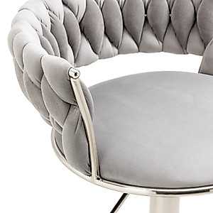 Keainvren Velvet Wave Hollow Barstools Set of 2, Modern Adjustable Swivel Bar Height Chairs Counter Stools with Back for Home Bar Kitchen Island Dining Rooms