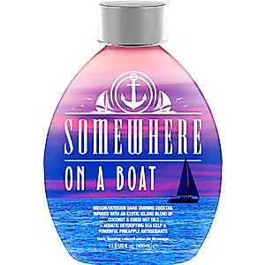 Somewhere On A Boat Tanning Lotion for Indoor Tanning Beds/Outdoor Sun Tan Dark Tanning Bed Lotion w/Coconut Oil, Pineapple & Shea Butter 13.5oz - White Lotion, NO Bronzer