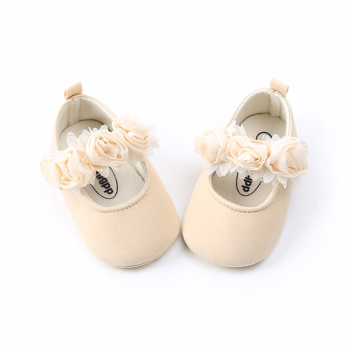 ENERCAKE Baby Girl Shoes Soft Sole Floral Newborn Infant Mary Jane Flats Princess Wedding Dress Shoes(6-12 Months Infant, A-Beige)