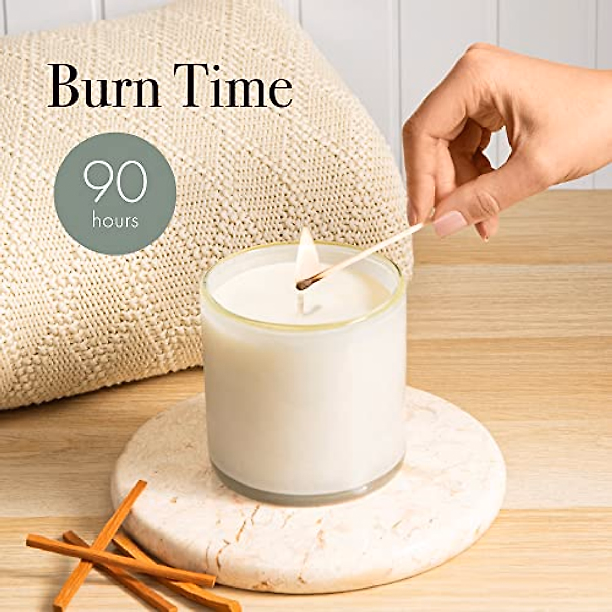 LAFCO New York Signature Candle, Feu de Bois - 15.5 oz - 90-Hour Burn Time - Reusable, Hand Blown Glass Vessel - Made in The USA