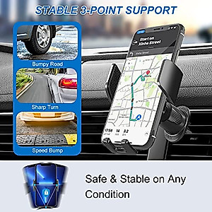 Car Vent Phone Mount, [Upgraded Steel Hook] Car Phone Holder Mount, Stable Air Vent Clip Cell Phone Holder for Car, Universal Car Cradle Compatible with iPhone 14/13/12 Pro Max/Samsung S22 All Phones