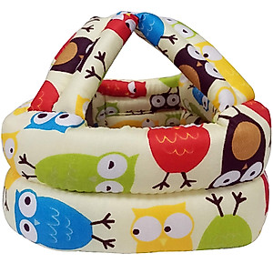 IULONEE Baby Infant Toddler Helmet No Bump Safety Head Cushion Bumper Bonnet Adjustable Protective Cap Child Safety Headguard Hat for Running Walking Crawling Safety Helmet for Kid (Beige Owl)