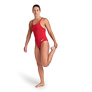 Arena Women's Standard Team Swimsuit Swim Pro Solid Fl, Red-White, 22