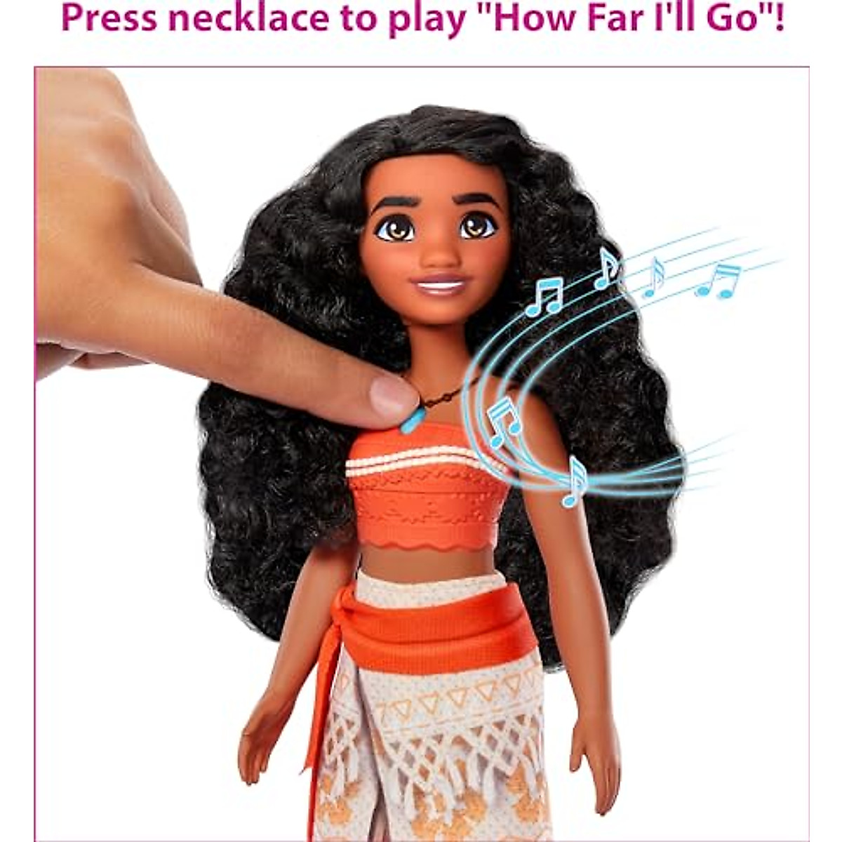 Mattel Disney Princess Moana Singing Fashion Doll in Signature Outfit, Sings "How Far I'll Go" from Movie