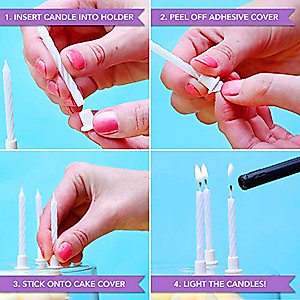 Make a Safe Wish! Spiral Birthday Candles and Candle Holders, 2.5" Colorful Candles, Safe Kids Birthday Party, Keep from Spreading Germs - 24 Candles, 24 Holders