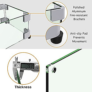 BQMAX 41.5" x 17.5" Fire Pit Glass Flame Wind Guard Rectangular, 5/16" Thick Fire Table Tempered Glass Wind Guard, Split Panel Design Wind Guards for Fire Pit Table