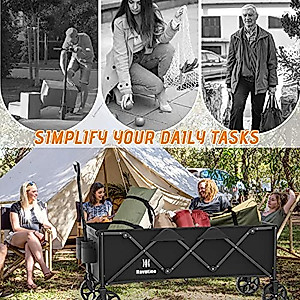 ANEWNICE Grehge le Folding Wagon, Wagon Cart HEA Garden Sculpture Outdoor Decoration