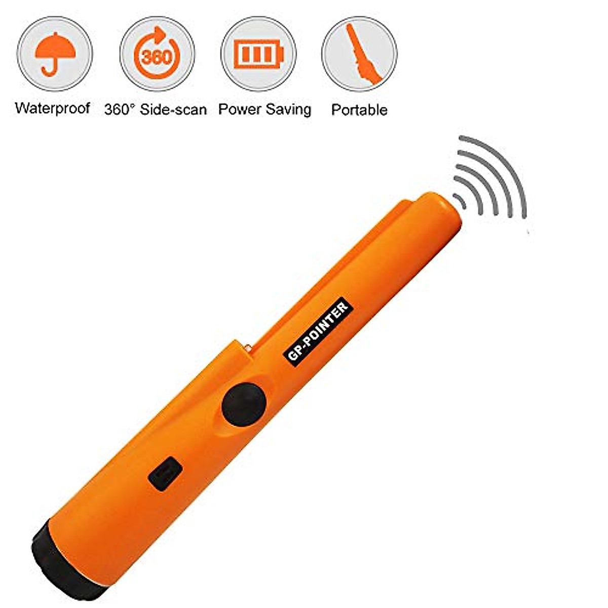 Metal Detector Handheld GP-Pointer with Belt and Holster Portable Include Battery 360° Scanning Unearthing Treasure Finder with High Sensitivity for Locating Gold Coin Silver Jewelry Fully Waterproof