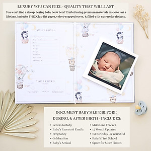 Rayne Baby Memory Book with Keepsake Box for First Year - 5 Years - Luxury Gender Neutral Baby Book Memory Set - Baby Keepsake Book with Box – Baby Book Boy or Girl - Baby Scrapbook - Milestone Book