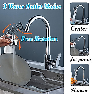 Kitchen Sink Sprayer, Sink Sprayer Attachment for Faucet, Faucet Sprayer Attachment, Faucet Extender Aerator with Stretchable Hose, Kitchen Water Saving Sink Sprayer, 3 Water Outlet Modes