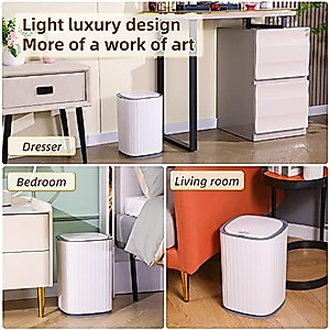 MOPALL Rechargeable Bathroom Trash Can,Motion Sensor Trash Can Automatic Touchless,White 3.5 Gallon Smart Garbage Can with Lid,Auto-Adsorption Slim Small Waste Basket for Bedroom,Bathroom,Kitchen