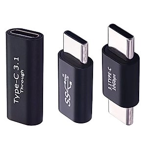 Leehitech [3in1 Pack USB 3.1 C Extension Coupler Adapter:USB C Male to Male,USB C Female to Female,USB C Male to Female Supports Fast Charging and Data Transfer Extension, up to 10GBbps Rate