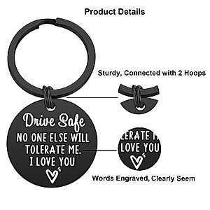 iJuqi Drive Safe Keychain Boyfriend Gifts - Valentine's Day Gifts for Him Men Funny New Driver Keyring Cute Boyfriend Husband Gifts from Girlfriend Wife
