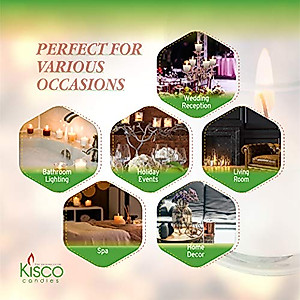 KISCO CANDLES Votive Candles with Holders 24-Pack 10 Hours | Silver Decorative Glass Home Décor | Beautiful Living Room, Kitchen, Bathroom Lighting | Long-Lasting Wax