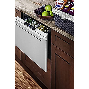Summit Appliance FF1DSS24 24" Wide Built-In Drawer Refrigerator, Black 21.5" Wide Cabinet, Oversized 24" Stainless Steel Door, No Frost, 115V