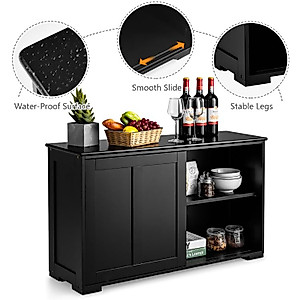 Safeplus 42" Compact Buffet Sideboard with Sliding Wooden Doors and Adjustable Shelf