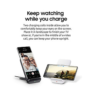SAMSUNG Electronics Wireless Charger Convertible Qi Certified (Pad/Stand), for Galaxy Buds, Galaxy Phones, and Apple iPhone Devices - US Version - Black (US Version)