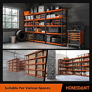 HOMEDANT House 5-Tier Orange-Black 48.1" W x 16.5" D x 71.3" H Laminated Metal Shelving Unit Adjustable Storage Utility Rack Heavy Duty Shelves Organization Shelf Kitchen Garage Pantry Closet 1Pack