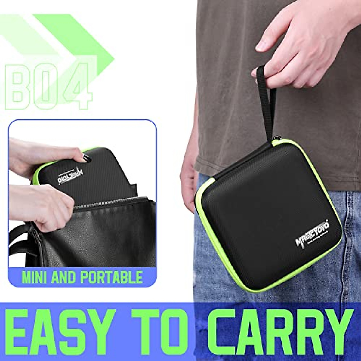 MAGICYOYO Professional Yoyo Storage Case, Portable 4 Hole Case, Protective Bag with Interior Zip Mesh for Yo-yo and Accessories (Black Green)