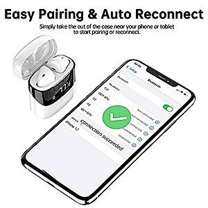 Hrbzo Wireless Earbuds Bluetooth Headphones Stereo Sound Earphones 30H Playtime Wireless Charging Case & Power Display, Touch Control IPX6 Waterproof Stereo Earphones in-Ear Built-in Mic Headset