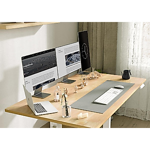 INNOVAR Solid Wood Electric Standing Desk, 55x24 Inches Adjustable Height Stand up Desk with Whole Piece Desktop, Sit Stand Home Office Desk White Frame/Nature Top