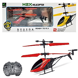 Skidz RC Helicopter for Kids, Remote Control Helicopter; with Gyro Stabilizer, Lights 2 Channel Aircraft 3D Flight, Boys Ages 8-14 Years Girls 9-16, Indoor and Outdoor for Plane Fans Adults (Red)