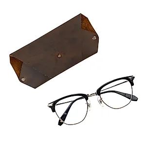 Hide & Drink, Sunglasses Minimalist Sleeve Case Protector, Eyewear Pouch, Great for Outdoors & Traveling, Full Grain Leather, Handmade, Bourbon Brown