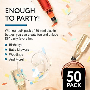 IMPRESA 50 pack 75ml 2.5oz Mini Liquor Bottles Bulk for Any Spirit Any Time - Get Creative with Mini Plastic Bottles for Unique Party Touch - Easy Clean Alcohol Bottles-No Leak Shot Bottles with Caps